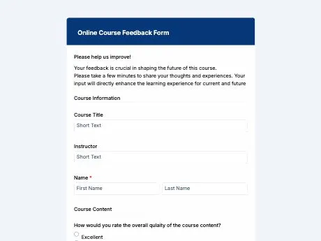 Parent Feedback Form Template for Schools & Centers